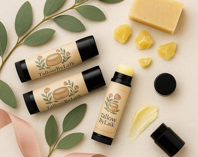 Beef Tallow Lip Balm 3-pack • Nourishing Natural Chapstick • Small ...