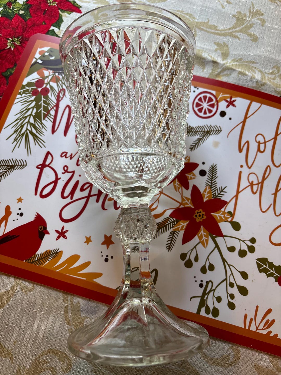 Early American Diamond Pattern Pressed Drinking Glass - Etsy