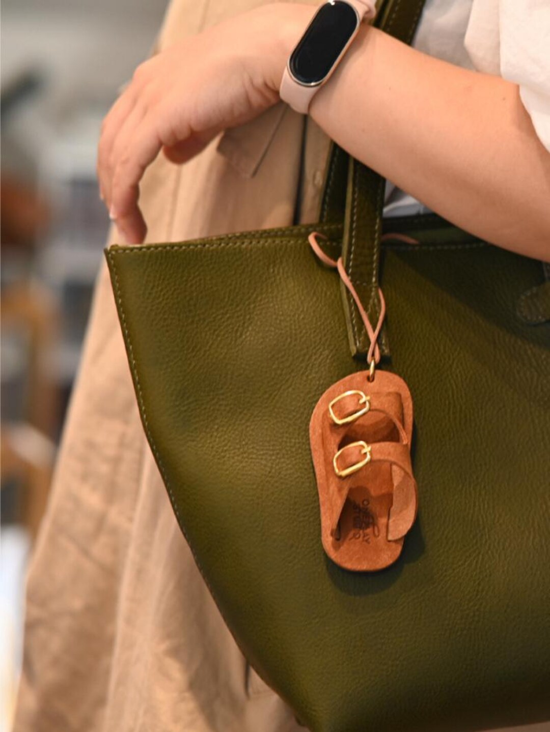 Handmade Leather Keychain • Mini Birken Slide Bag Charm • Minimalist ...