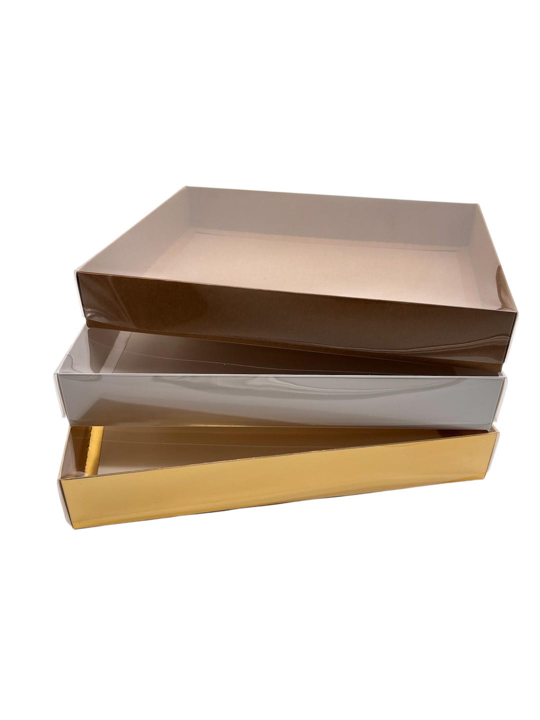Clear Lid Gift Box 10x13x2" – Gold, White, Kraft - 10 Pack - Etsy