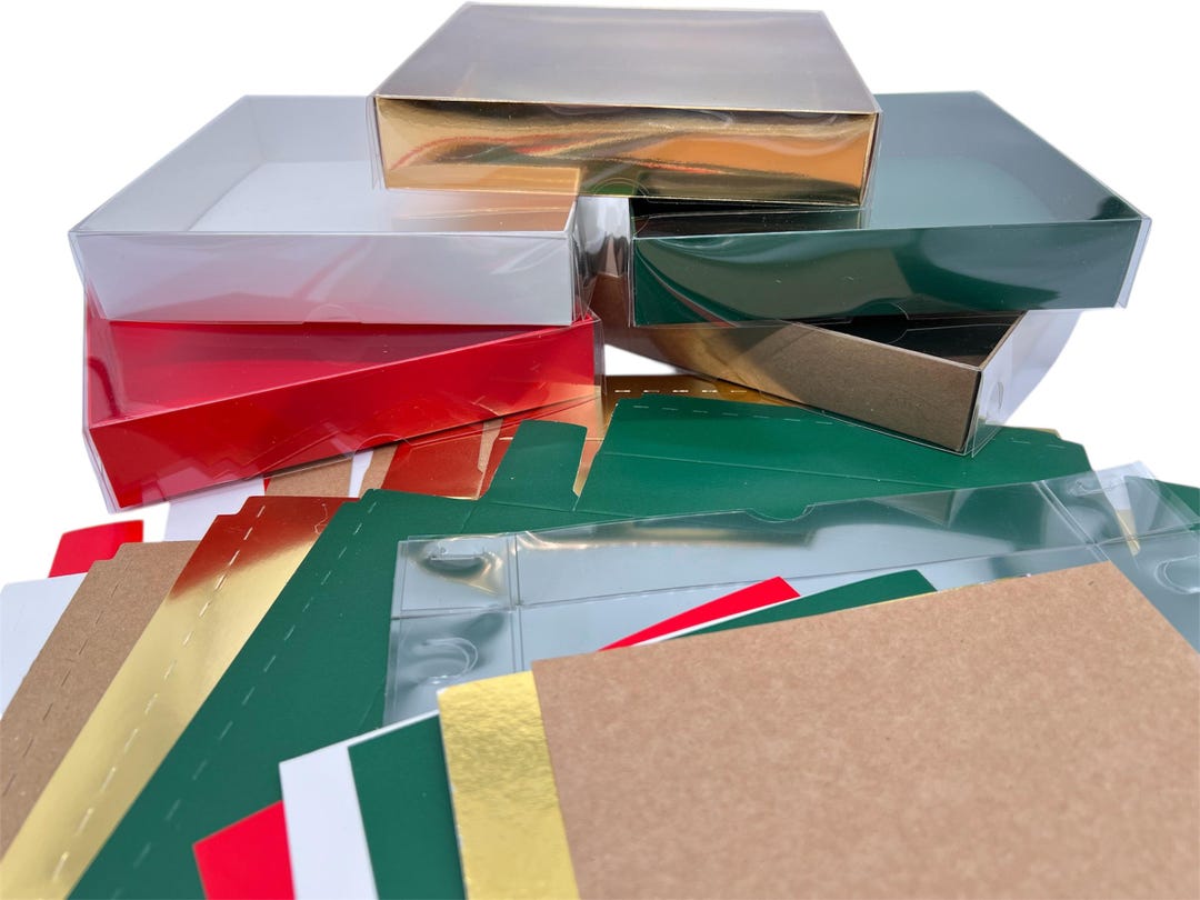 Gift Box — Clear Lid, Multi-color - 6x6x1.25" - Etsy