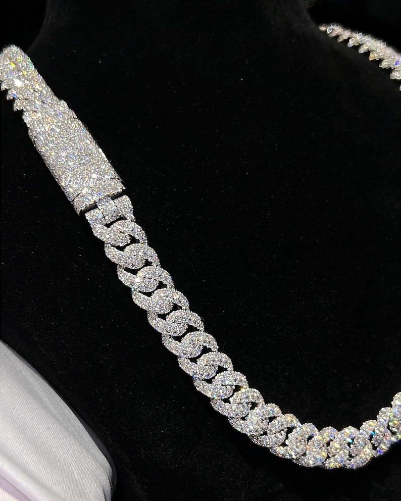 12mm Real VVS1 Lab Diamond Cuban Link Chain Hip Hop Chain VVS Diamond ...