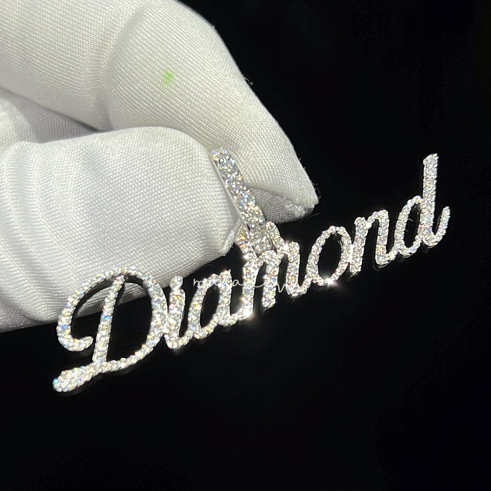 Diamond Name Necklace, Lab Grown Diamond Necklace, Lab Diamond Pendant ...