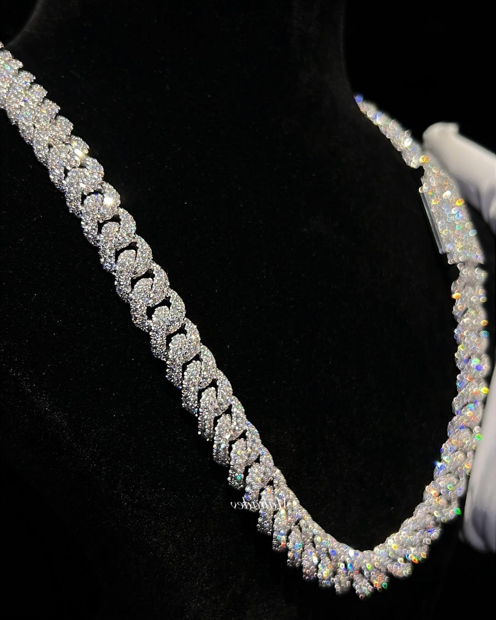 12mm Real VVS1 Lab Diamond Cuban Link Chain Hip Hop Chain VVS Diamond ...