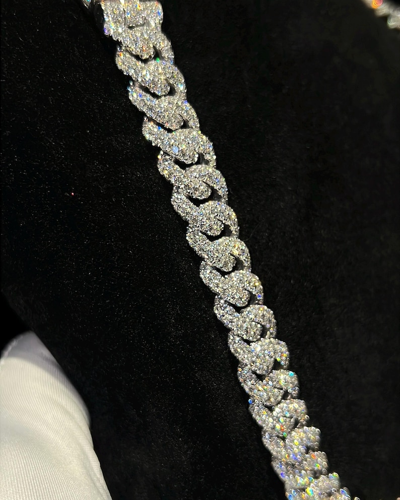 12mm Real VVS1 Lab Diamond Cuban Link Chain Hip Hop Chain VVS Diamond ...