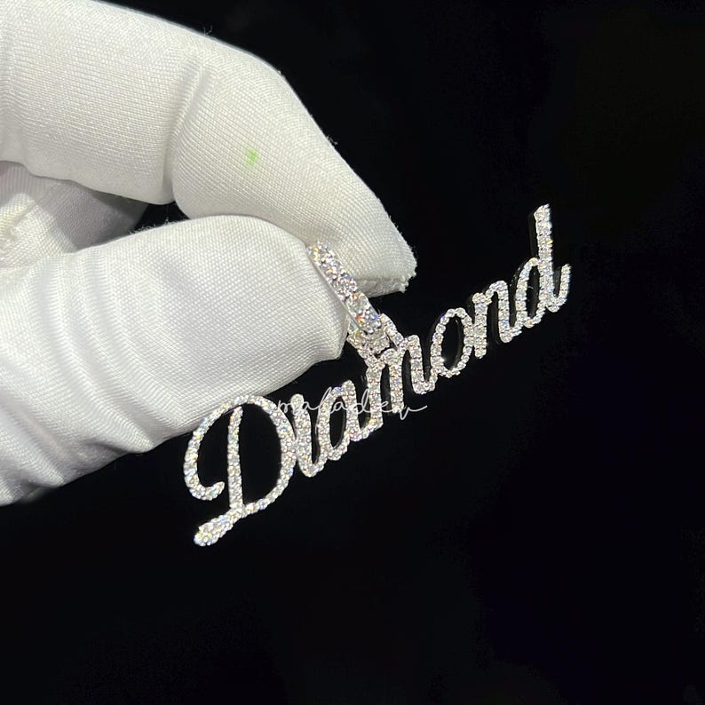 Diamond Name Necklace, Lab Grown Diamond Necklace, Lab Diamond Pendant ...