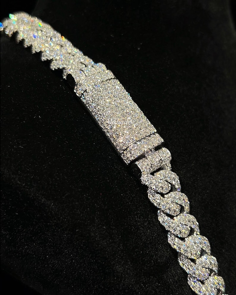 12mm Real VVS1 Lab Diamond Cuban Link Chain Hip Hop Chain VVS Diamond ...