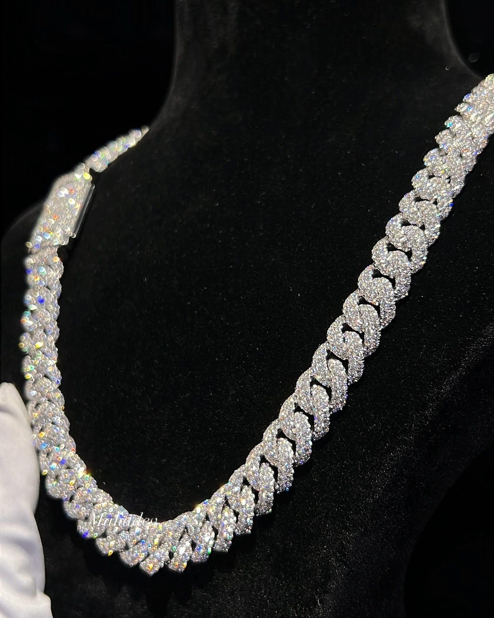 12mm Real VVS1 Lab Diamond Cuban Link Chain Hip Hop Chain VVS Diamond ...