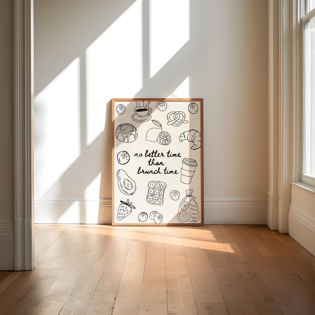 Brunch Doodle Wall Art Print, Hand-drawn Food Illustration With Quote ...