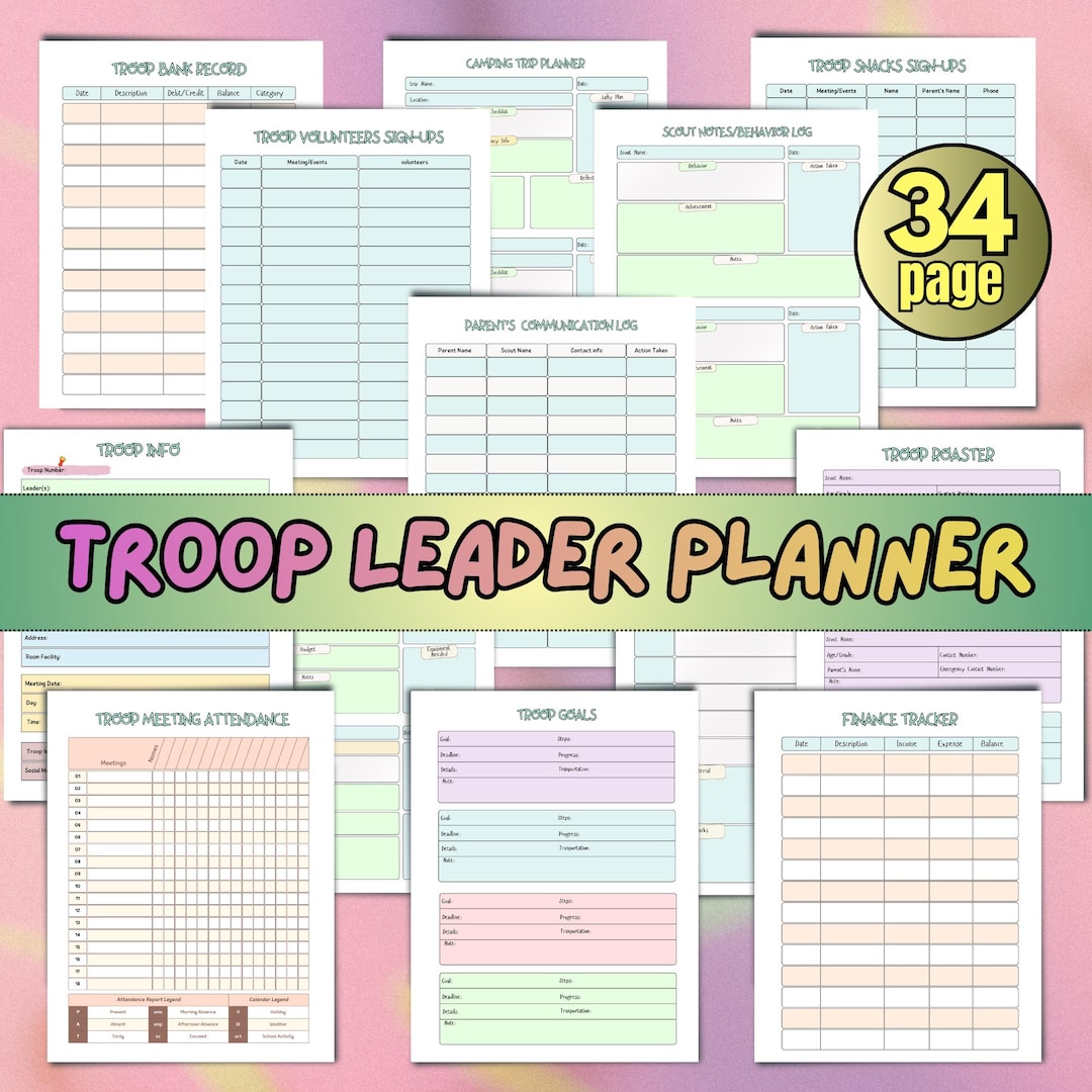 Troop Leader Planner: Meeting, Event, Attendance Organizer - Etsy UK