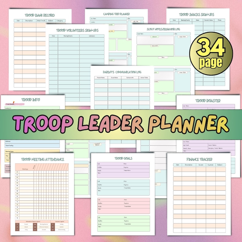 Troop Leader Planner: Meeting, Event, Attendance Organizer - Etsy UK