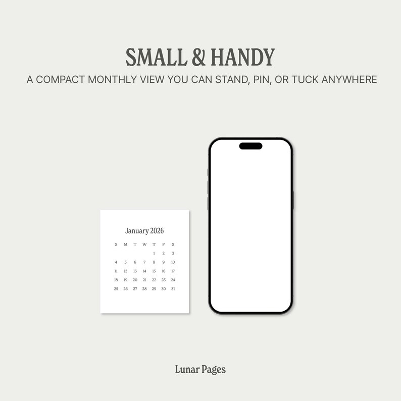 Small Calendar 2026 | Mini Desk Calendar Template | Minimalist Pocket ...