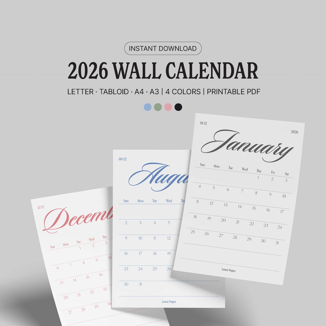 2026 Large Wall Calendars | Minimalist Monthly Planner & Calendar ...