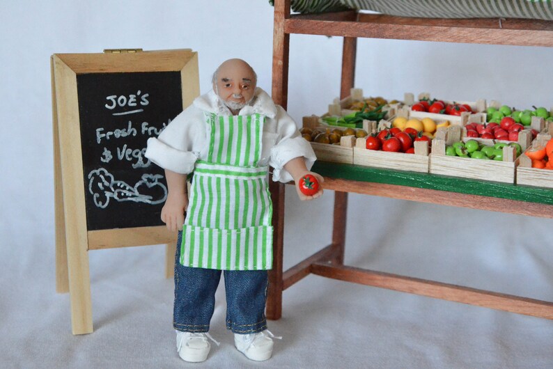 1/12 Scale Miniature Posable Shopkeeper, Market Seller Dollhouse Doll ...