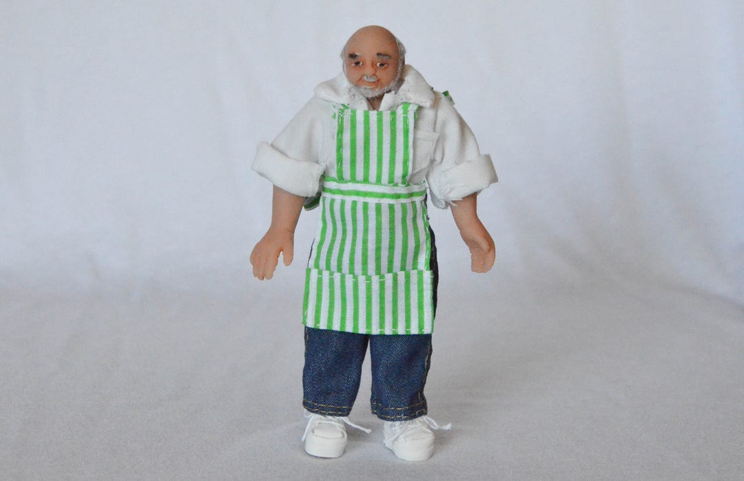 1/12 Scale Miniature Posable Shopkeeper, Market Seller Dollhouse Doll ...