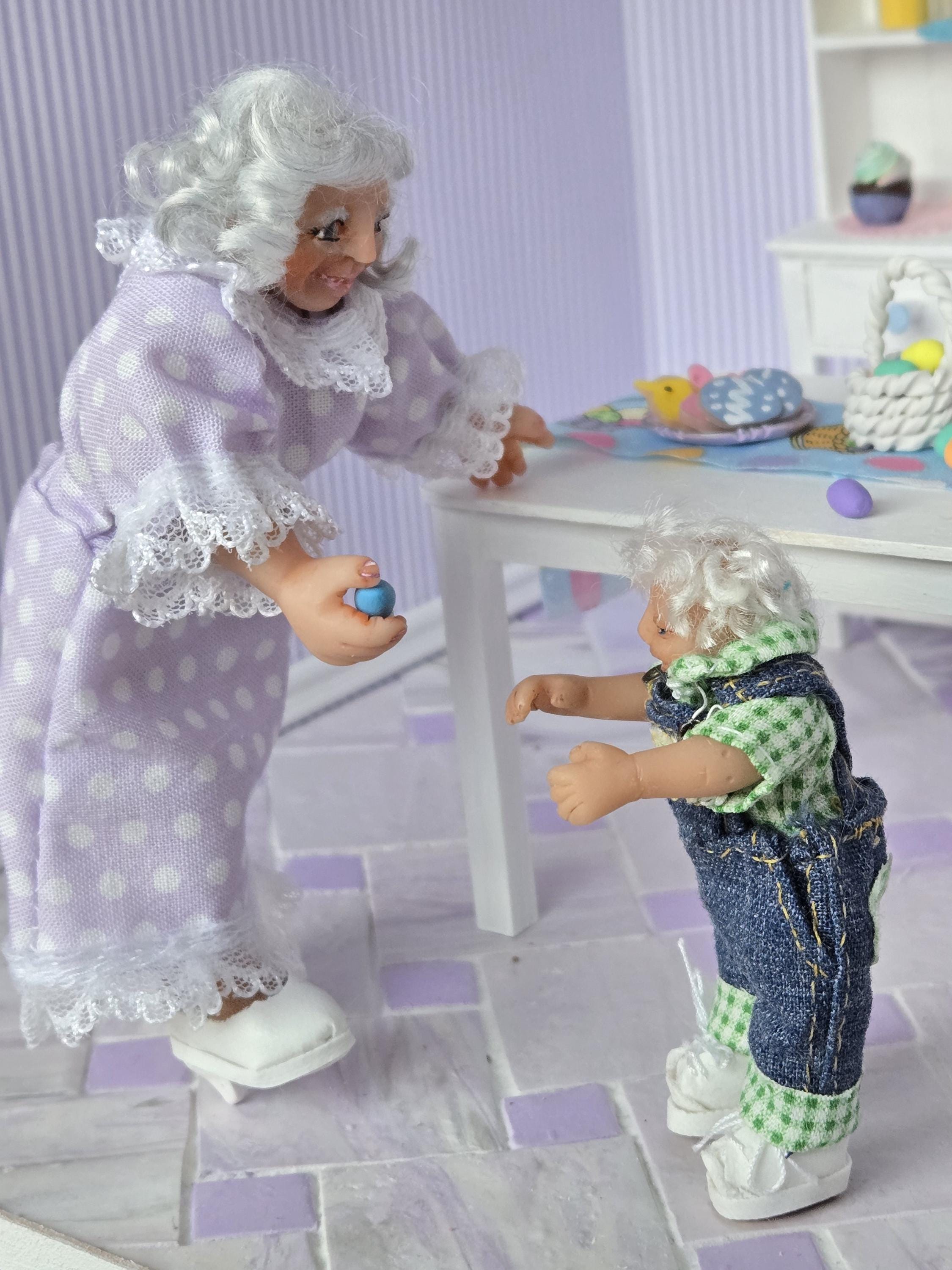 1/12 Scale Posable Dollhouse Miniature Woman Grandma Doll - Handmade ...