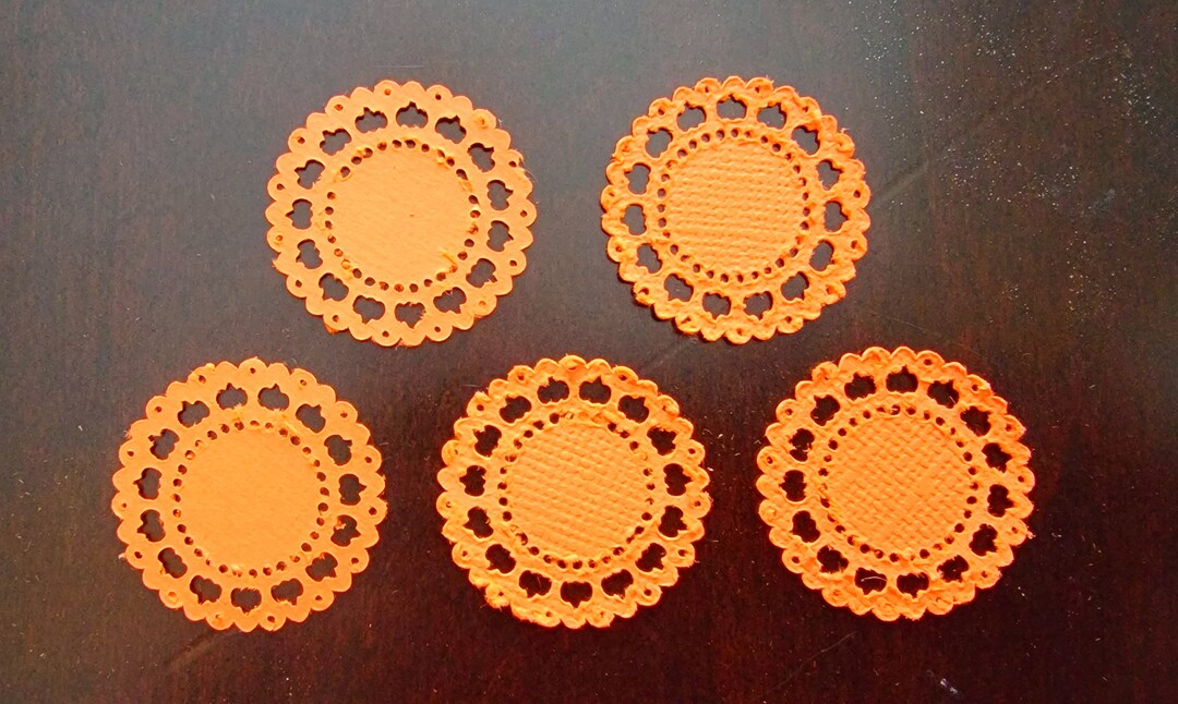 Dollhouse Miniature Paper Doilies With Pumpkin Pattern, Set of 5 Orange ...