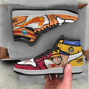 Luffy X Portgas D Ace Anime Shoes Custom Boot Sneakers - Etsy