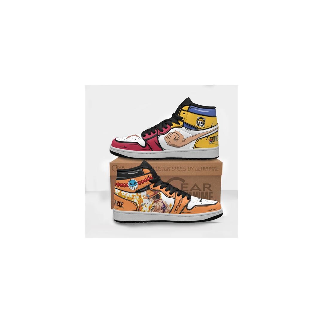 Luffy X Portgas D Ace Anime Shoes Custom Boot Sneakers - Etsy