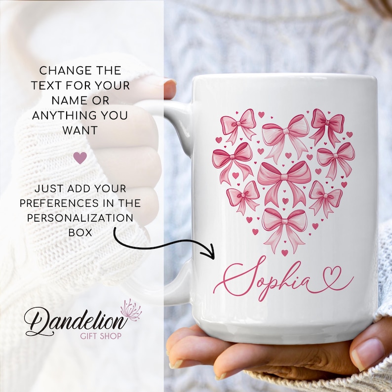 Taza de amor personalizada, taza de corazón con nombre personalizado ...