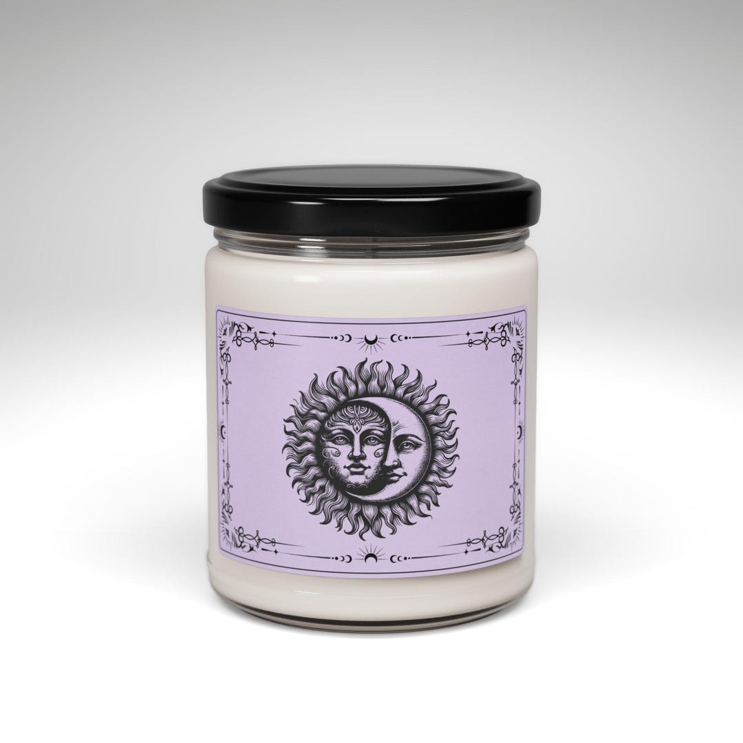 Sun & Moon Soy Wax Candle - Purple Celestial Boho Design - 8 Scents - Etsy