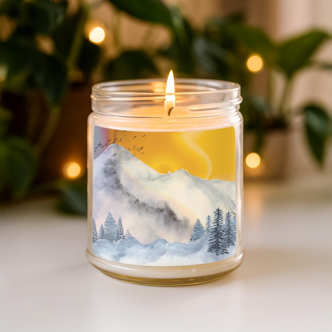Winter Mountain Soy Wax Candle - Snowy Landscape Design - 8 Scents - Etsy