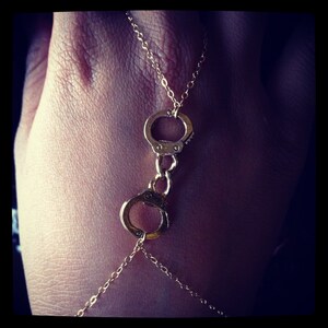 Gold Handcuff Finger Bracelet, Slave Bracelet. Edgy, Trendy, Celebrity ...