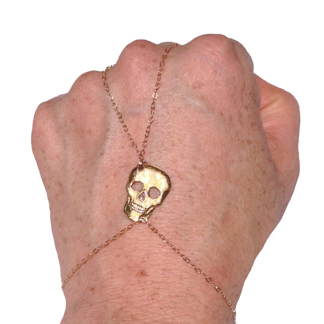 Gold or Silver Skull Hand-bracelet/ - Etsy