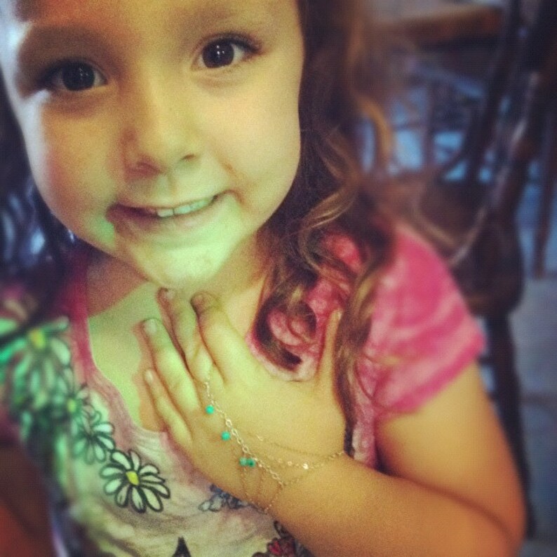 Kids Turquoise Stone Chain Gypsy Finger Bracelet/ Slave - Etsy