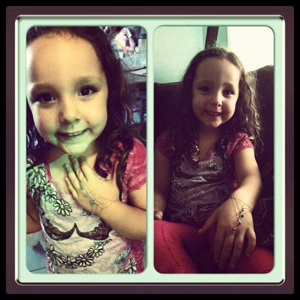 Kids Turquoise Stone Chain Gypsy Finger Bracelet/ Slave | Etsy