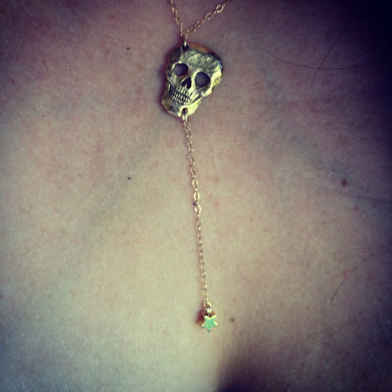 Skull & Star Y Necklace 14K Gold-filled Chain. Elegant and - Etsy