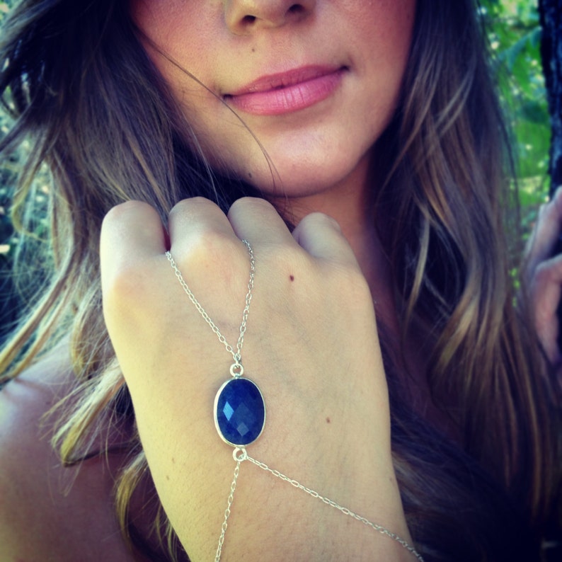 September Sapphire Gemstone Finger-bracelet Gypsy/boho Style | Etsy