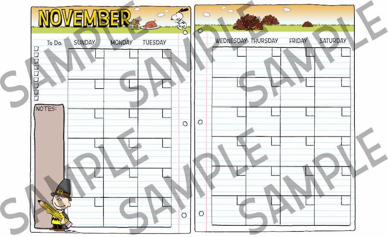 Snoopy Peanuts Undated Monthly Planner Printable PDF, 5 Sizes, Gift for ...