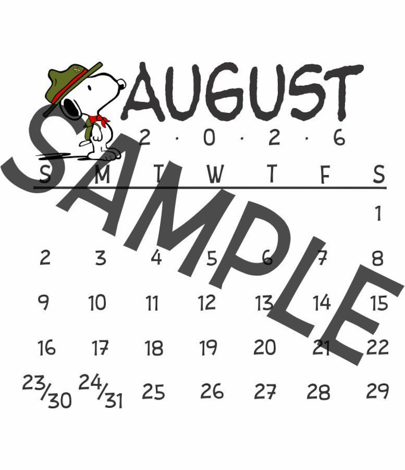 Snoopy Single Page Peanuts Wall 2026 Calendar Digital Download, PDF ...