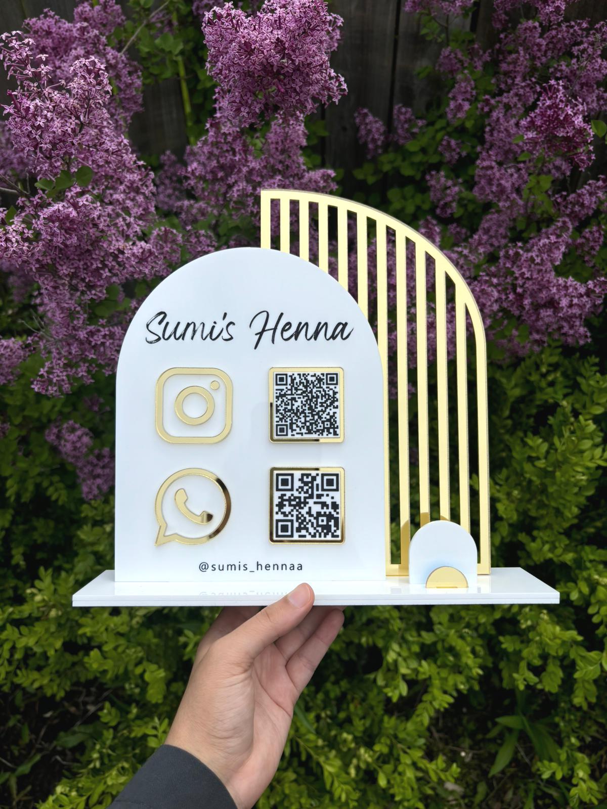 Custom Double Arch Panel QR Code Business Sign With Card Holder ...
