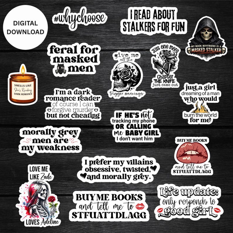Dark Romance Sticker Bundle | Masked Men | Smut Reader | Booktok ...