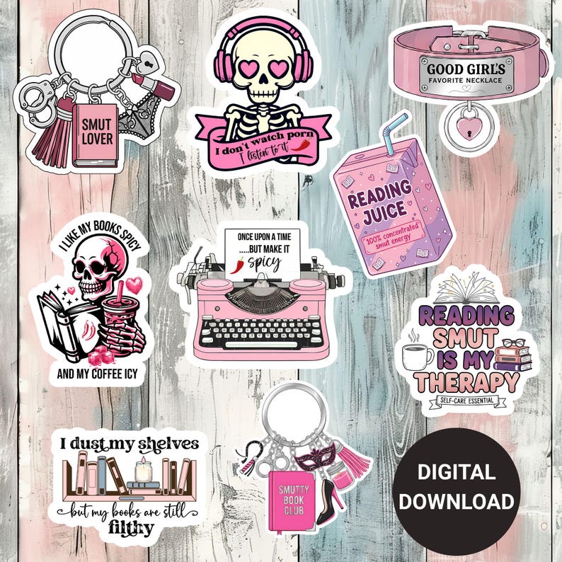 Bookish Smut Stickers Bundle, Spicy Reader PNG (digital Download) - Etsy