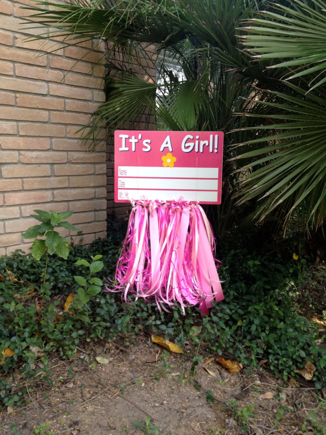 Custom Baby Announcement Yard Sign for Girl with Ribbons | Etsy