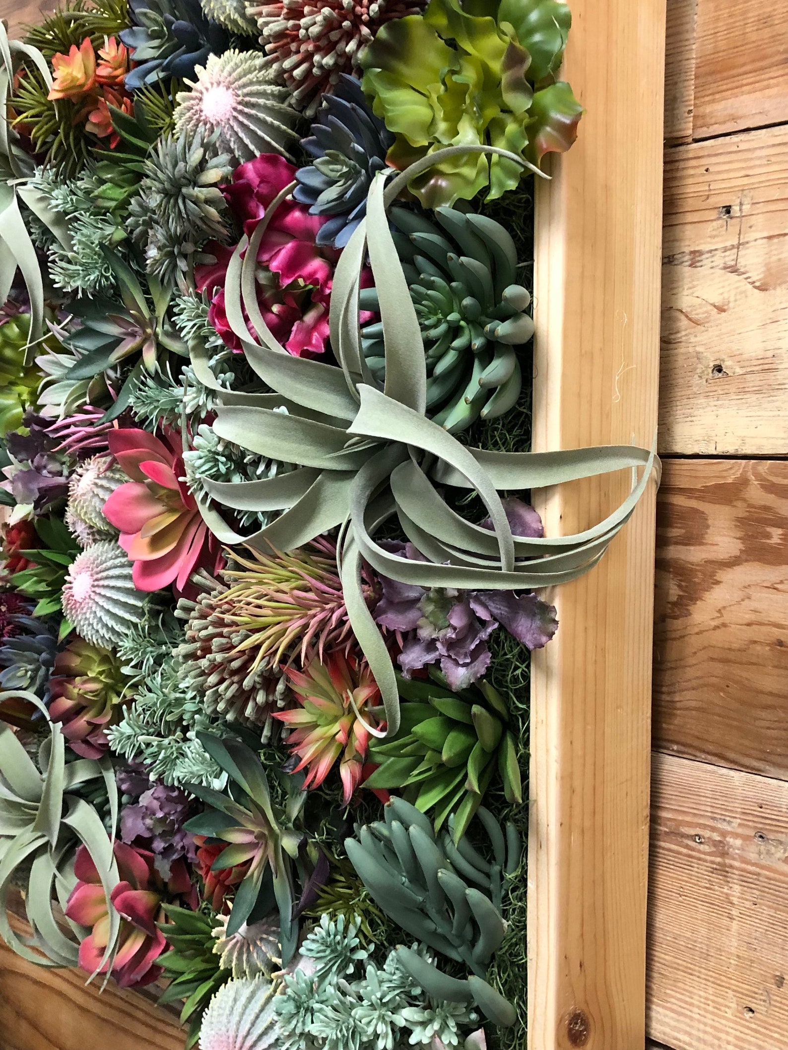 Faux Succulent Wall Art, Succulent Wall Decor, Faux Succulent Wood ...