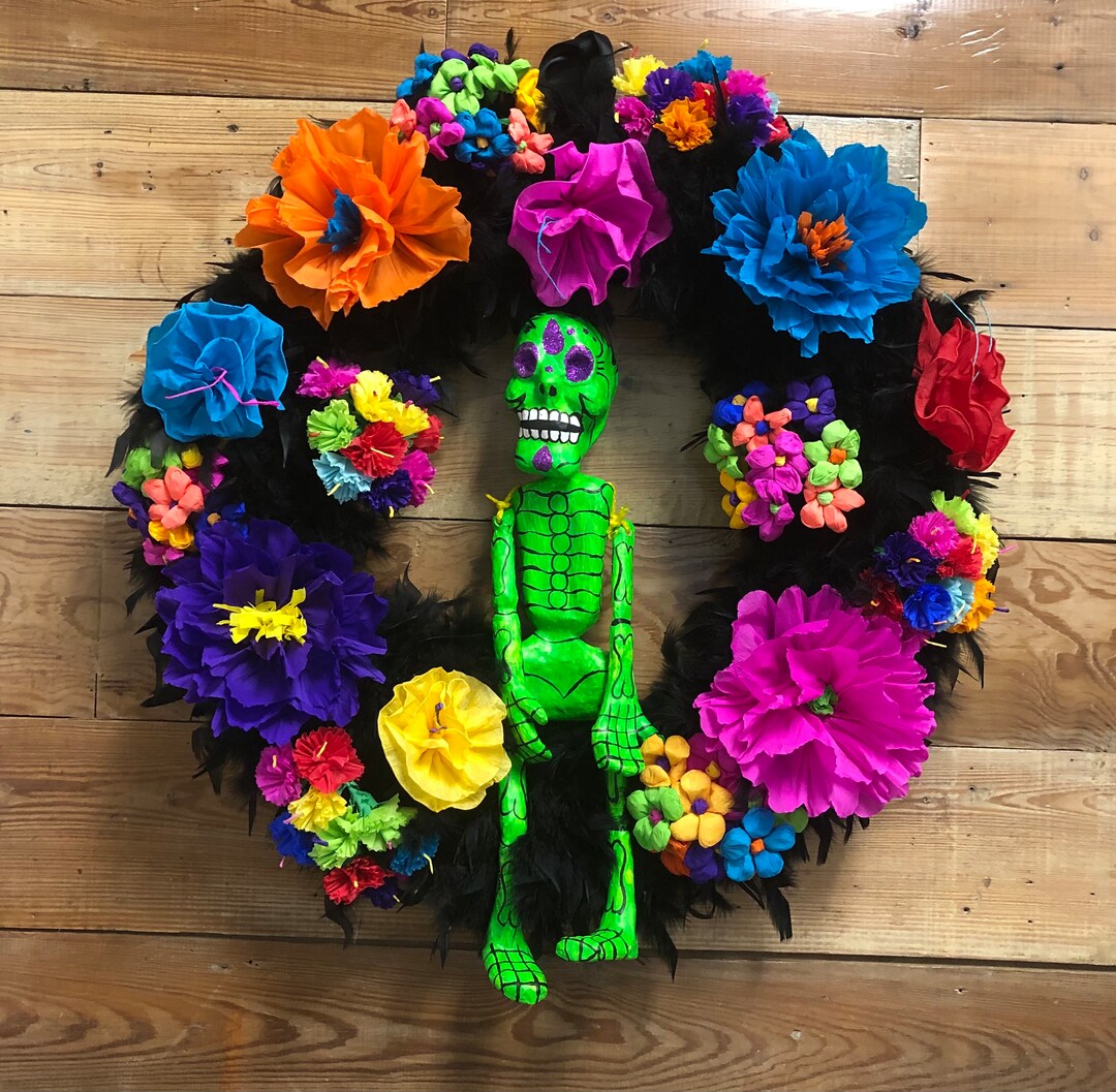 Halloween Wreath, Day of the Dead Wreath, Skeleton Wreath, Cinco De ...