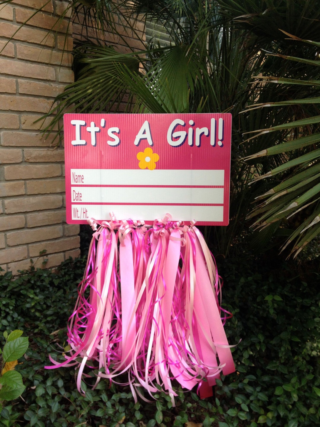 Custom Baby Announcement Yard Sign for Girl With Ribbons - Etsy
