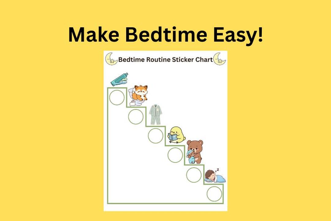 Visual Bedtime Routine Chart for Toddlers, Sticker Reward Chart ...
