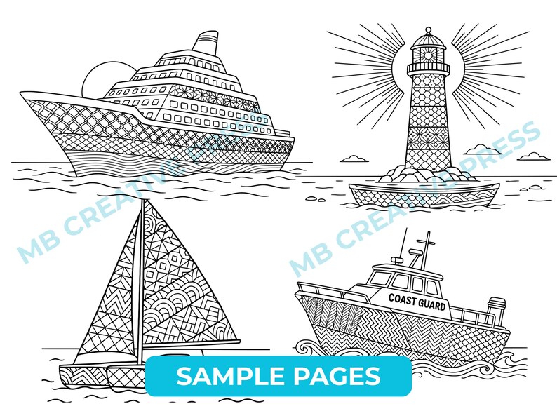 Printable Boats and Ships Coloring Pages for Kids Ages 8–12 | Mandala ...
