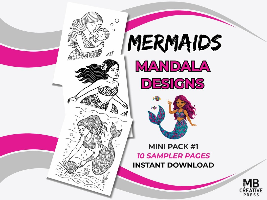 Printable Mermaids Coloring Pages for Kids Ages 8–12 | Mandala ...