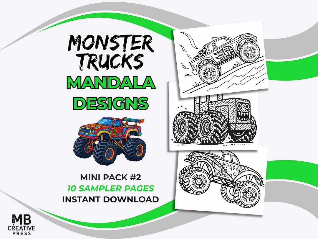 Printable Monster Trucks Coloring Pages for Kids Ages 8–12 | Mandala ...
