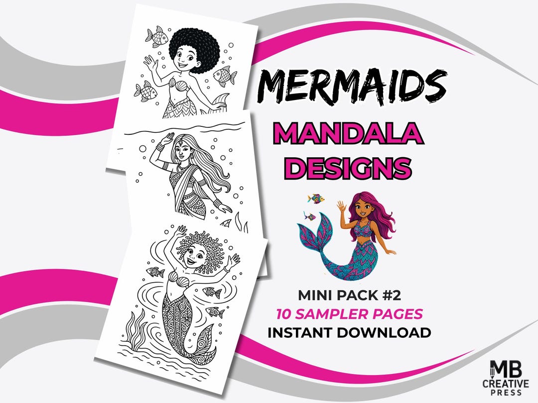 Printable Mermaids Coloring Pages for Kids Ages 8–12 | Mandala ...