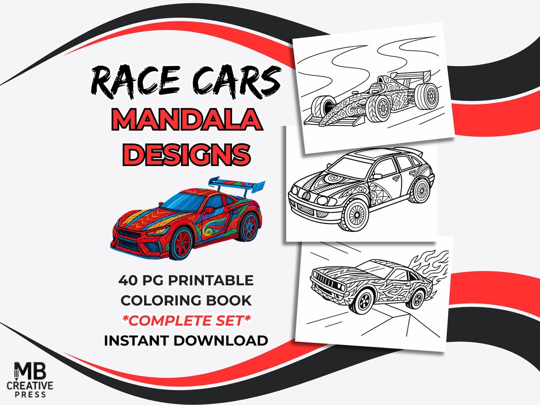 Printable Race Car Coloring Pages for Kids Ages 8–12 | Mandala ...