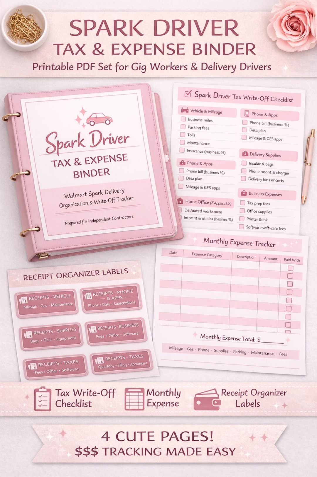 Spark Driver Tax & Expense Binder | Walmart Spark Delivery Printable ...