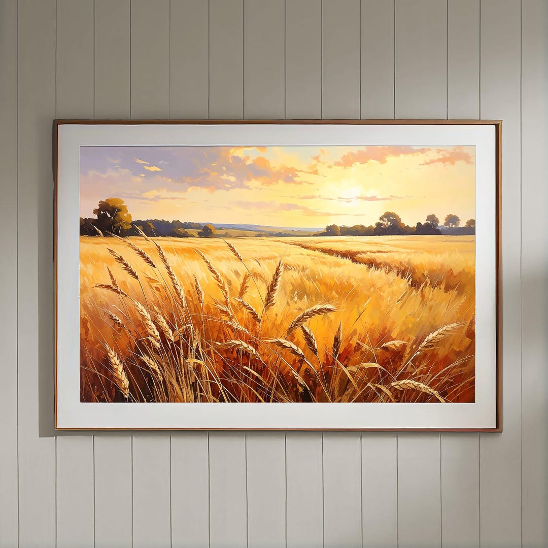 Autumn Wheat Landscape Print, Wheat Landscape Printable Wall Art, Fall ...