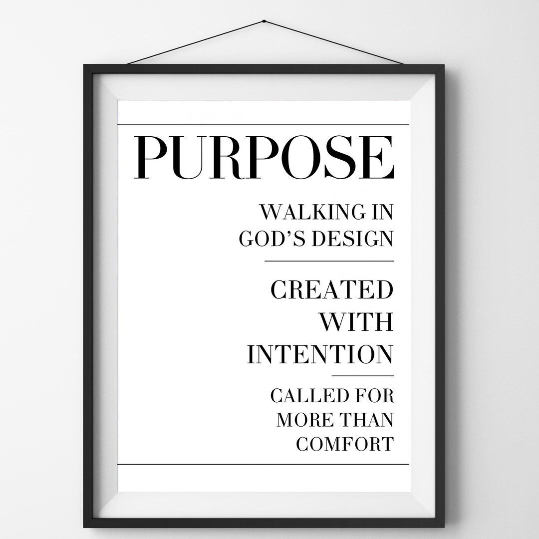 Minimalist "purpose" Typography Poster, Modern Faith-based Black-and ...